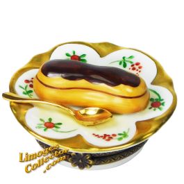 Limoges Box French Éclair Pastry Dessert on a Plate Porcelain Limoges ...